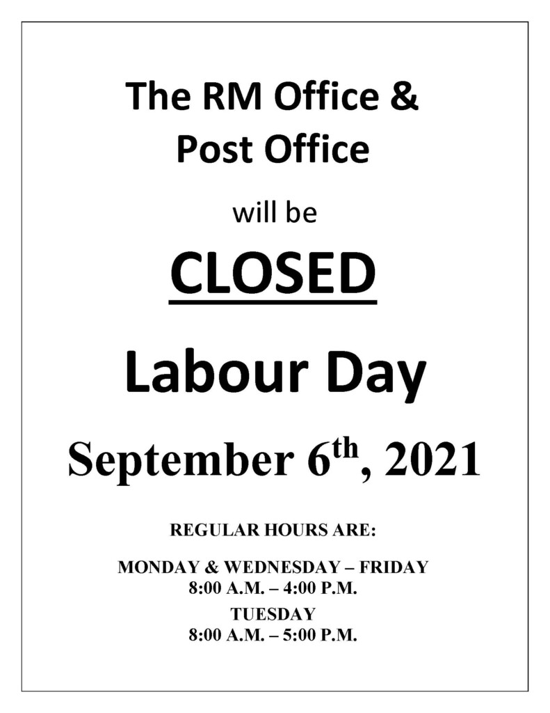 LABOUR DAY OFFICE CLOSURE – RM of Milton